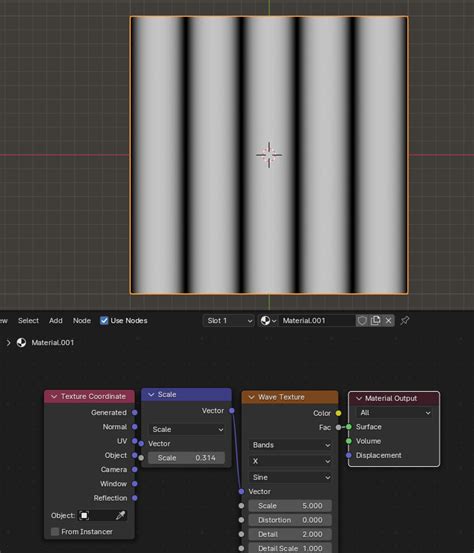 how to sync wave texture node generated stripes with image texture