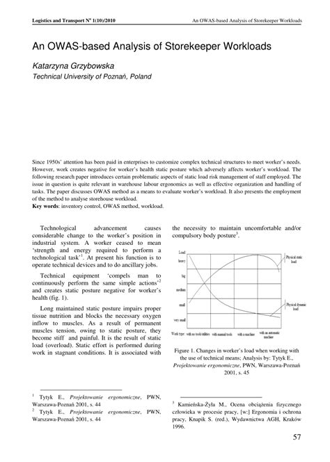 Pdf An Owas Based Analysis Of Storekeeper Workloads