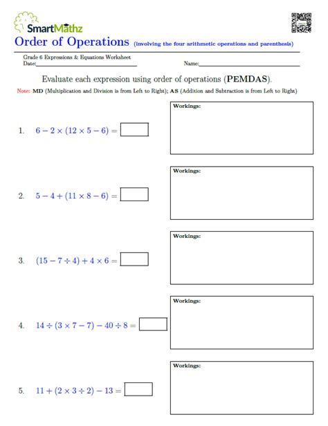 order of operations involving the four arithmetic operations