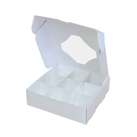 Бели кутии за бонбони с прозорец и разделител