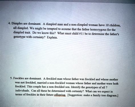 Solved Dimples Are Dominant A Dimpled Man And Non Dimpled Woman Have