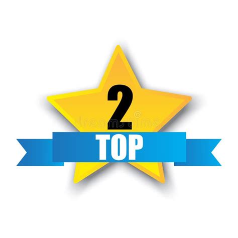 Top 2 Ranking Star Vector Second Place Award Badge With Ribbon Number