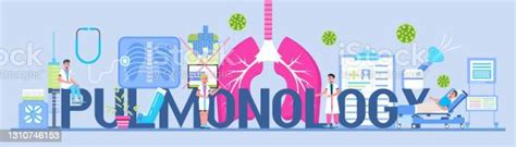 착륙 페이지 헤더에 대한 폐과 의사 Phthisiologist 개념 벡터 폐 섬유증 결핵 폐렴 폐 진단 엑스레이 기계 작은 의사가 폐를 스캔하는 장면 감기와 독감에 대한