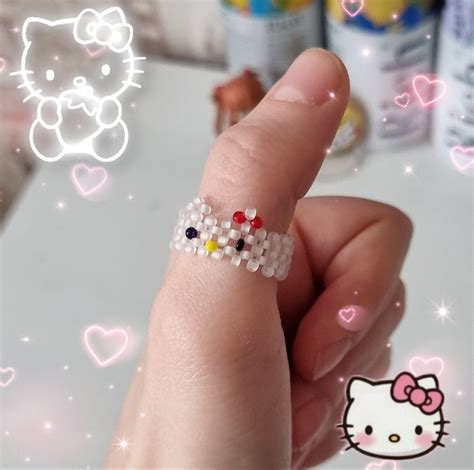 кольцо с Hello Kitty из бисера Beaded Necklace Diy Beaded Jewelry Diy Beaded Jewelry