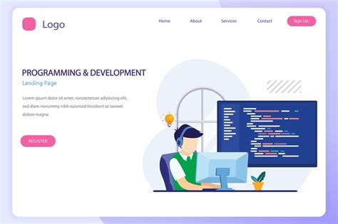Premium Vector Programmers At Work Concept People Work On Table Using