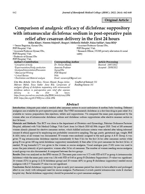 Comparisonofanalgesicefficacyofdiclofenacsuppositorywith
