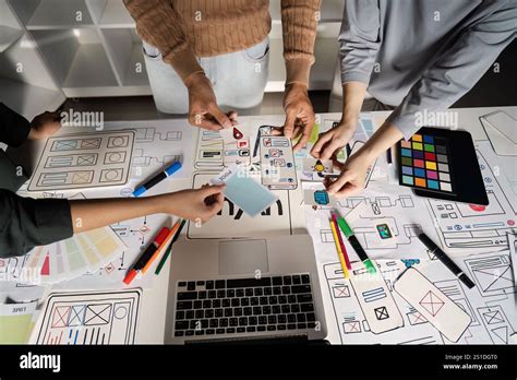 Creative Ux Ui Design Brainstorming Session With Diverse Team Collaborating On Innovative