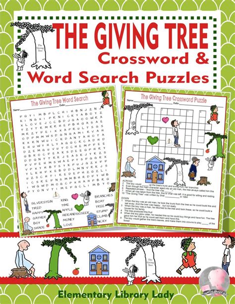 The Giving Tree Activities Shel Silverstein Crossword Puzzle Word