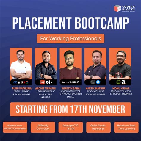 Our Placement Bootcamp For Working Professional Batch Is Coming From