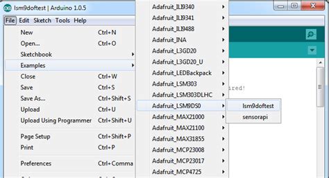 Arduino Code Adafruit Lsm9ds0 Accelerometer Gyro Magnetometer 9