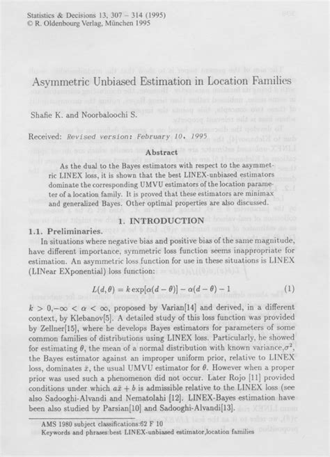 Pdf Asymmetric Unbiased Estimation In Location Families