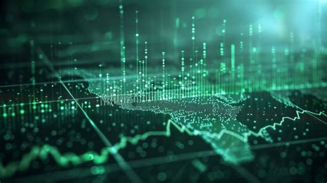 Digital Green Abstract Map With Glowing Data Points And Lines Representing Analytics Big Data