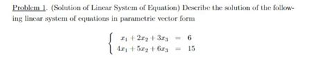 solved problem 1 solution of lincar system of equation