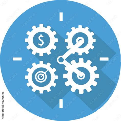기어와 톱니바퀴를 상징하는 파란색 배경의 아이콘 기술 및 작업 이미지 Stock Vector Adobe Stock
