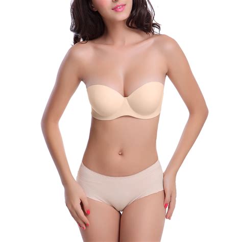 Wancir Womens Clear Strap Push Up Bra Invisible Back Strapless