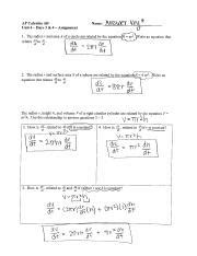 AP Calculus AB Unit 4 Assignment Course Hero
