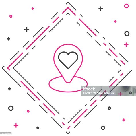 흰색 배경에 격리 된 하트 아이콘이있는 줄맵 포인터입니다 발렌타인 사랑 위치 로맨틱 지도 핀 다채로운 개요 개념 벡터 검은색에 대한 스톡 벡터 아트 및 기타 이미지 Istock