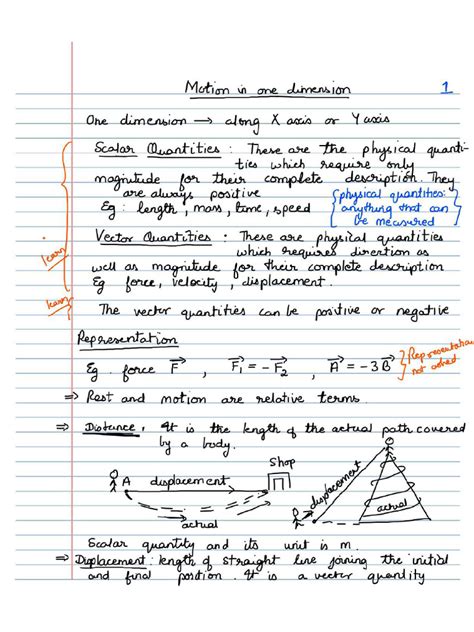 Motion In 1 Dimension Notes For Physics Igcse Pdf