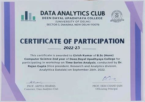 Girish Goyal On Linkedin Timeseriesanalysis Python Dataanalytics Certificate Learningjourney