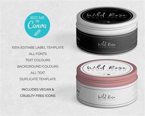 Editable Wrap Around Label Template Body Product Label Etsy Australia