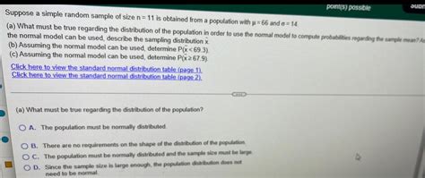 [answered] suppose a simple random sample of size n 11 is obtained