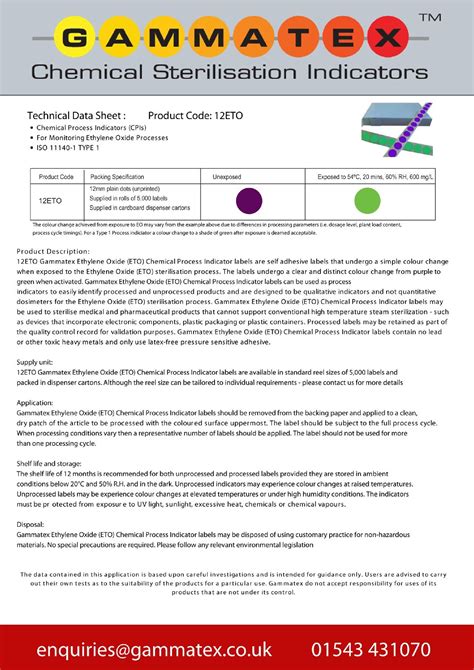 Technical Data Sheets Gammatex