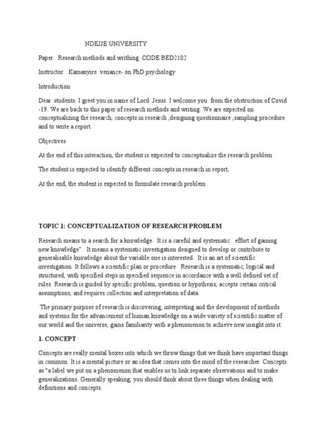Topic 1 Conceptualization Of Research Problem Pdf Concept Definition