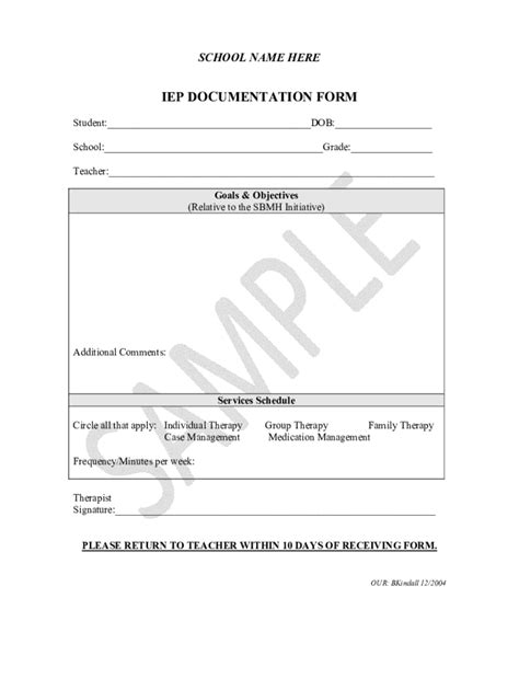 Fillable Online Iep Documentation Form Fax Email Print Pdffiller