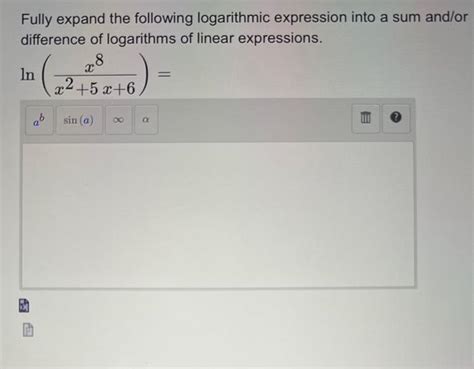 Solved Fully Expand The Following Logarithmic Expression Chegg Com