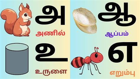 உயிர் எழுத்துக்கள்அ ஆ இ ஈ Learn Tamil Alphabets Letters Youtube