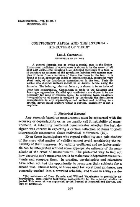 Pdf 1951 Coefficient Alpha And The Internal Structure Of Tests Dokumen Tips
