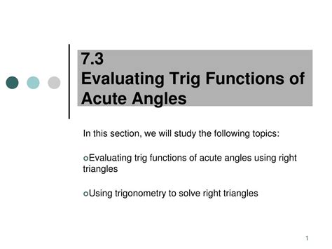 ppt 7 3 evaluating trig functions of acute angles powerpoint