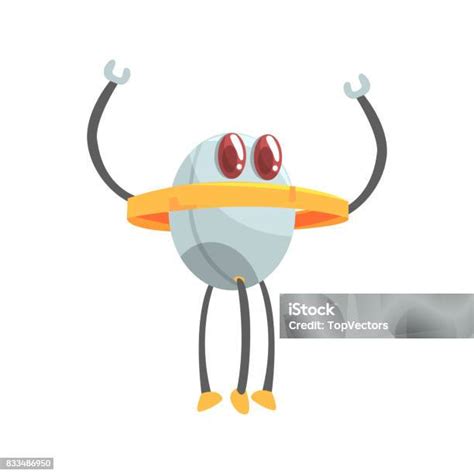 3 개의 다리를 가진 재미 있은 만화 로봇 문자 벡터 일러스트 레이 션 개념에 대한 스톡 벡터 아트 및 기타 이미지 개념 과학 귀여운 Istock