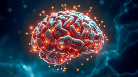 3d Render Of Human Brain With Microcircuit On Blue Background Stock Illustration Illustration