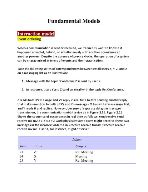 Fundamental Models Interaction Model 3 Fundamental Models Interaction Model Event Ordering