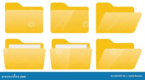 File Folder Icon Set Open Folder And Close Folder With Documents Stock Vector Illustration Of