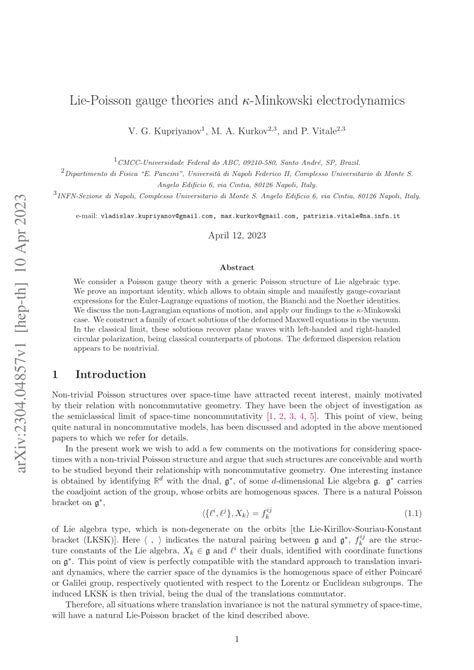 Pdf Lie Poisson Gauge Theories And Kappa Minkowski Electrodynamics
