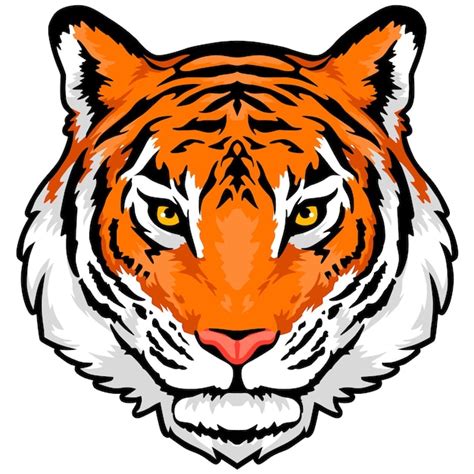 흰색 배경을 가진 호랑이 머리 프리미엄 벡터