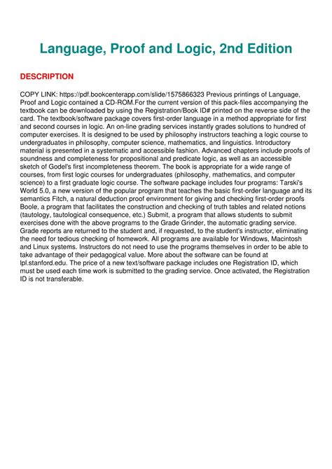 PPT PDF Language Proof And Logic 2nd Edition PowerPoint Presentation ID 12065599