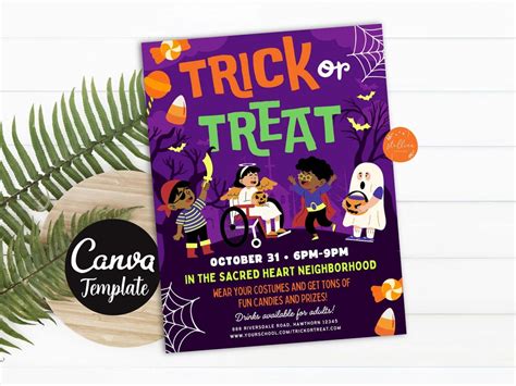 Trick Or Treating Flyer Trunk Or Treat Church Fall Festival Halloween