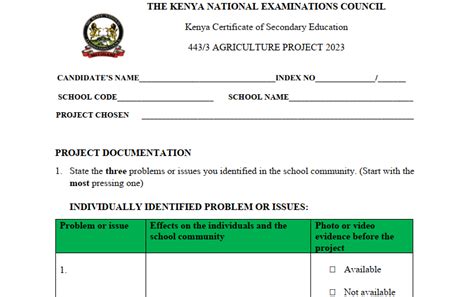 Download KCSE Agriculture 443 3 Project 2023 Teacher Co Ke