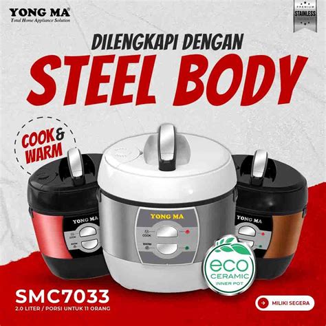Jual Rice Cooker Magic Com Yong Ma Yongma Smc 7033 Kapasitas 2 Liter Shopee Indonesia
