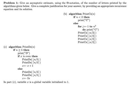 Solved Problem Give An Asymptotic Estimate Using The Chegg