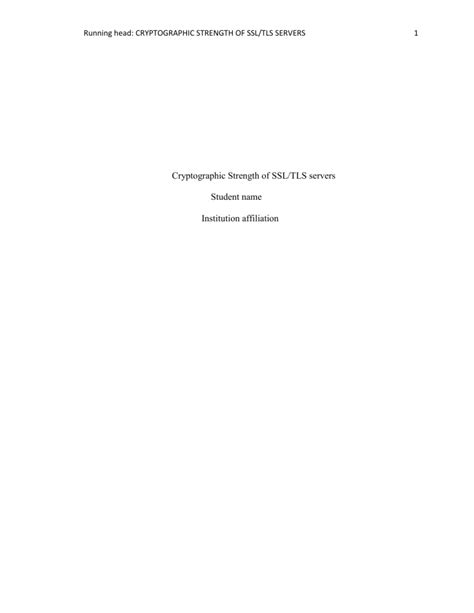 Ssltls Server Cryptographic Strength Analysis