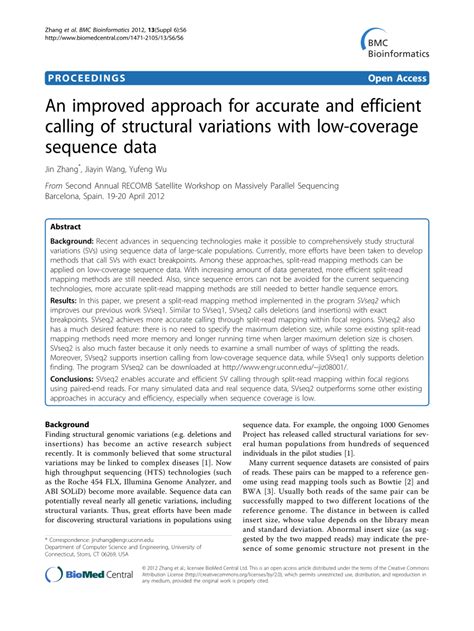 pdf an improved approach for accurate and efficient calling of structural variations with low