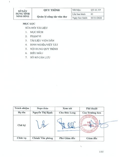 Fillable Online QT 01 VP Quy Trnh Qun L Cng Tc Vn Th Lu Tr Fax Email Print PdfFiller