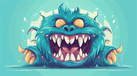 Funny Hairy Monster Cartoon Illustration Premium Ai Generated Vector