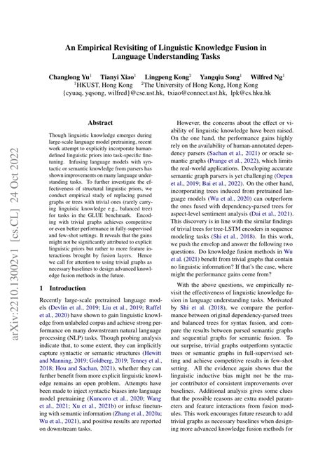 Pdf An Empirical Revisiting Of Linguistic Knowledge Fusion In
