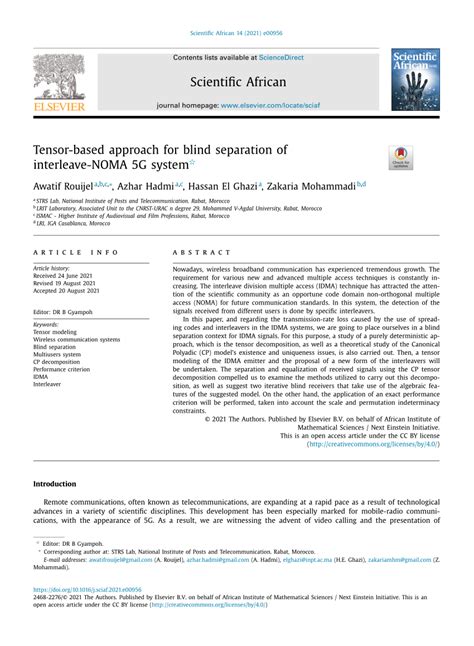 Pdf Tensor Based Approach For Blind Separation Of Interleave Noma 5g System