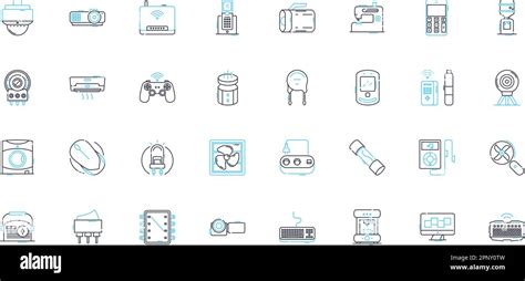 Computer Hardware Linear Icons Set Processor Motherboard Ram